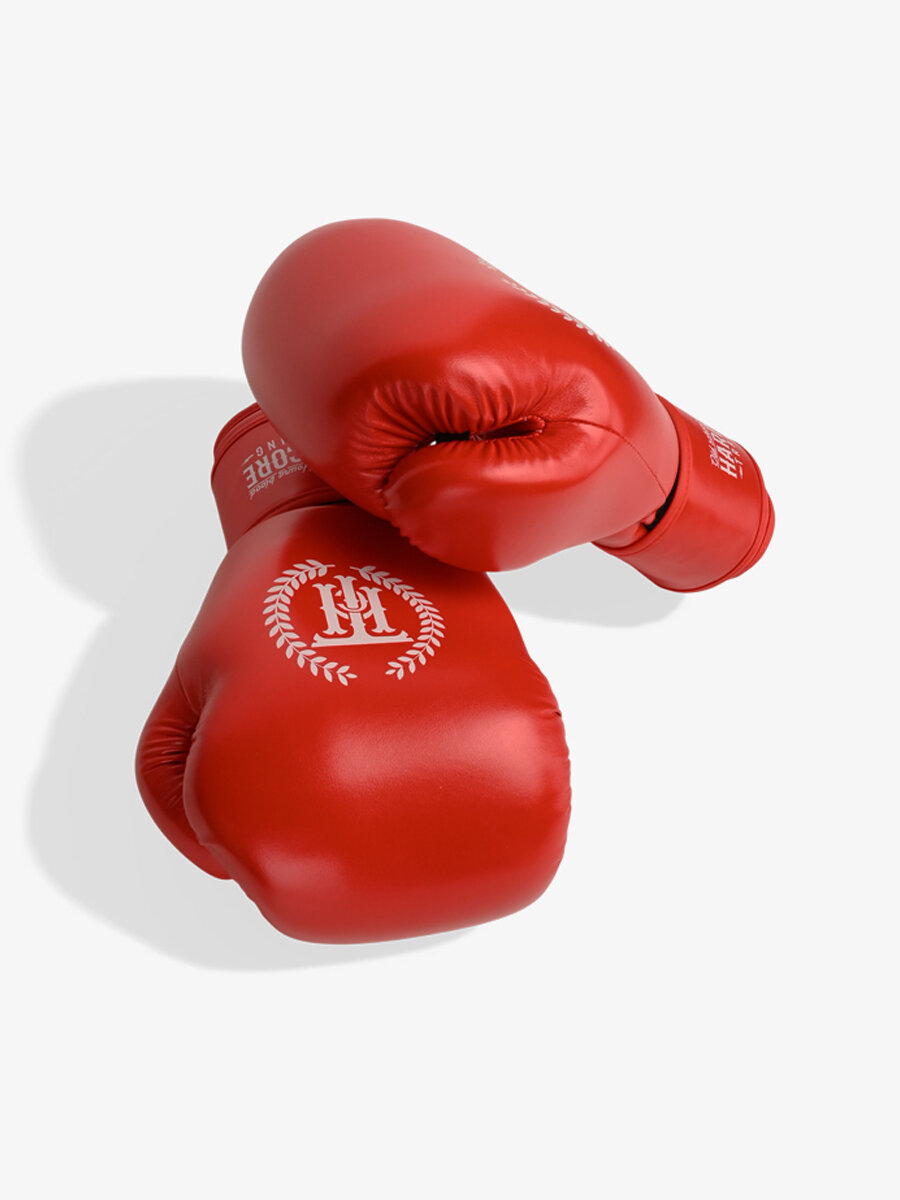 Боксерские перчатки Hardcore Training на липучках Base красные 14oz