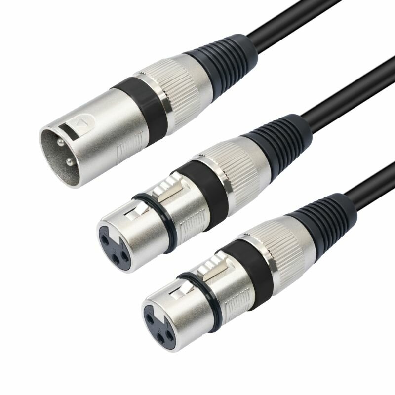XLR 3-контактный кабель-переходник Canon с одним разъемом на два разъема-черный