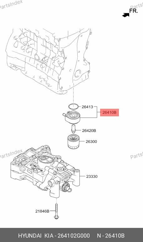 Масляный радиатор, HYUNDAI/KIA/MOBIS 264102G000