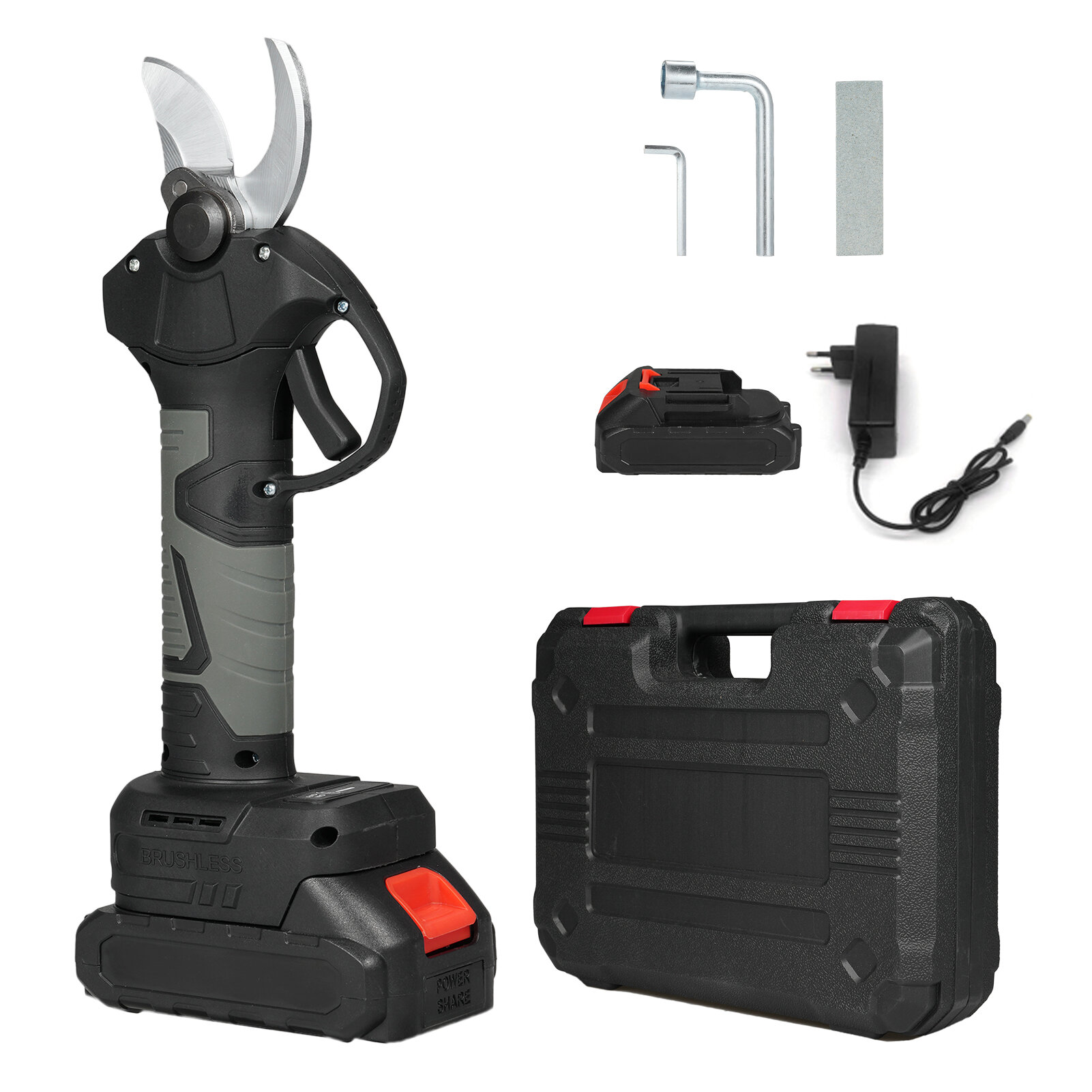 21V Портативные Беспроводные Электрические Кисти для Обрезки с Кейсом Заряжаемый АКБ 2000mAh и Зарядным Устройством Электрический Обрезчик Деревянных Ветвей Садовые Ножницы Диаметр Режим 30mm