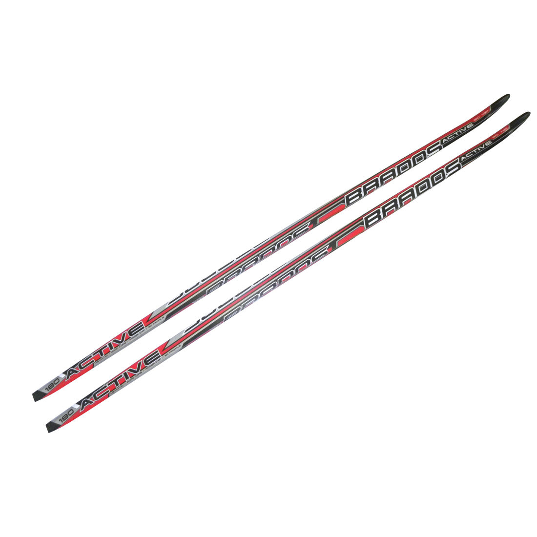 Пластиковые беговые лыжи STC Wax (гладкие, без насечек) 180 Brados Active. Красный/Черный.