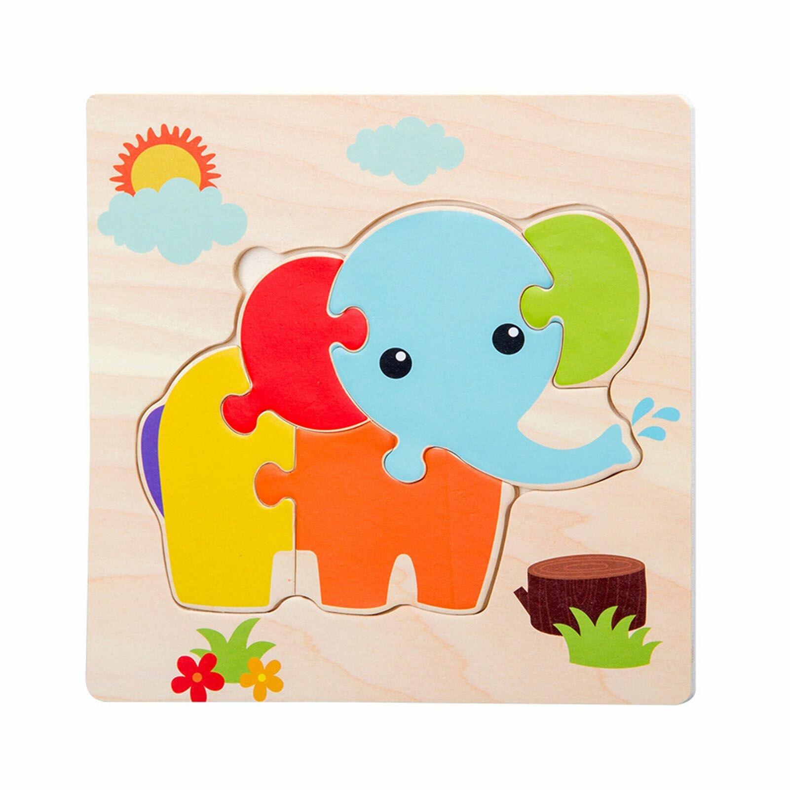 Деревянный пазл с животными для малышей, слон