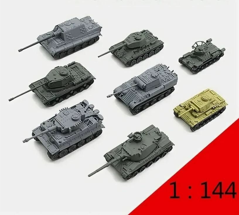 Набор сборных моделей танков Второй мировой, 1:144 8 легендарных моделей для моделизма и коллекции, обучающий подарок для мальчиков и подростков