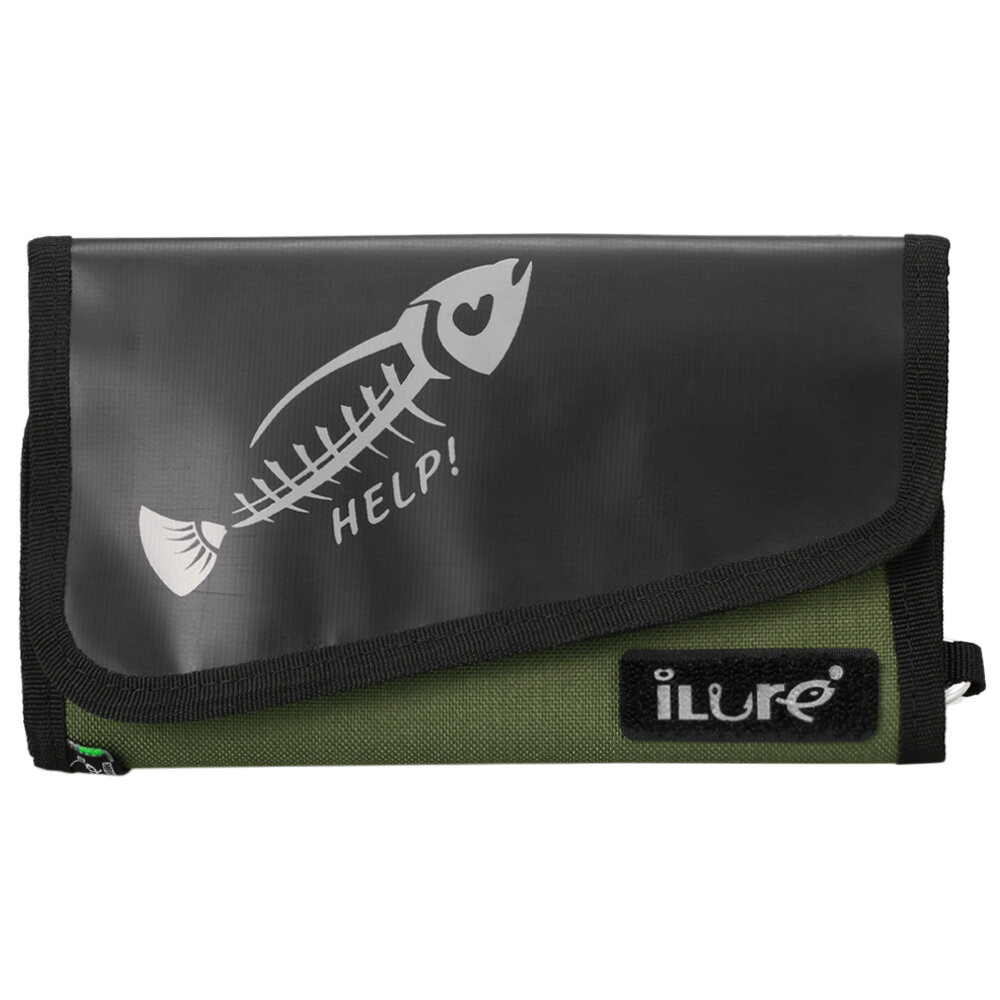 Сумка для jig Fishing Portable Folding Fishing Bag Pouch для мягких приманок, Army Green / Fluorescent Green / Camouflage 1 / Camouflage 2, размер 36*21.5cm, сложена 21.5*12cm, вес 155g, 2 зippers, 6 прозрачных карманов, Oxford fabric, 1 шт