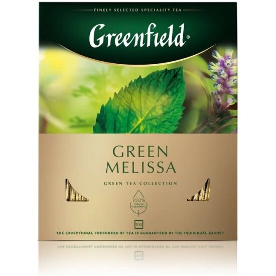 Чай Greenfield Green Melissa зеленый с добавками, 100 пакетиков