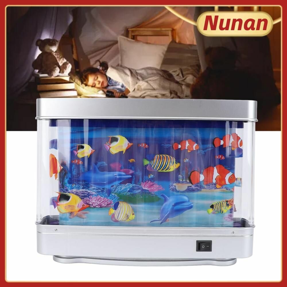 Вертикальный аквариум с рыбками, ночная лампа для создания атмосферы в детской