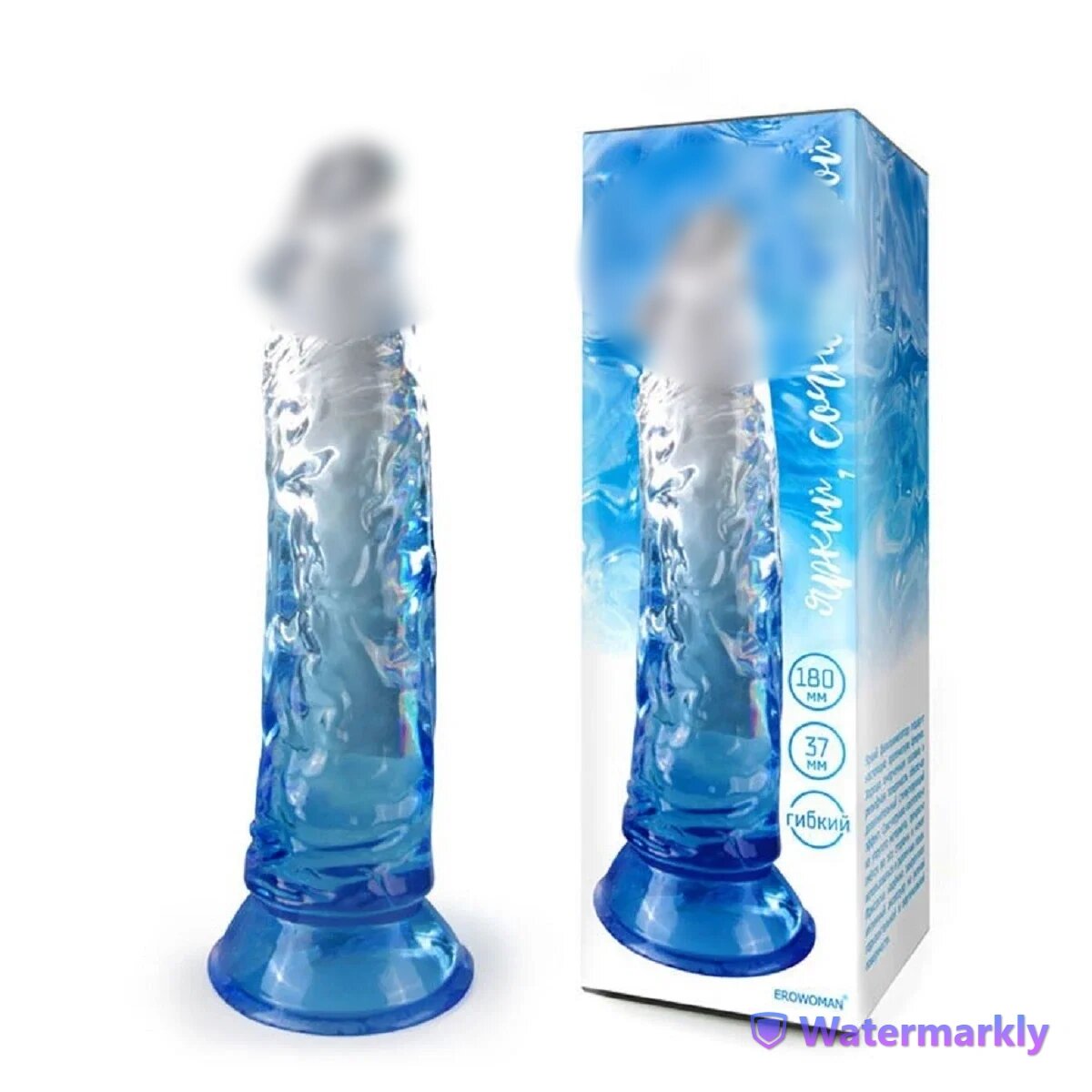 Фаллоимитатор Erowoman-Eroman, реалистичный, с мошонкой, синий, 18,5 см