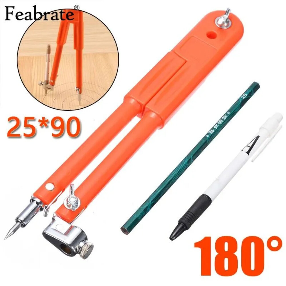 Набор инструментов для плотника Carpenter's Precision Tool Kit, оранжевый цвет, длина 900 мм, ширина 250 мм, вес 300 г, материал высококарбонатная сталь и полипропилен, включает циркуль для деревообработки, карандаш, шариковую ручку