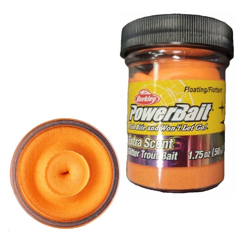 Паста форелевая Berkley PowerBait Extra Scent Glitter Fluorescent Orange Cheese