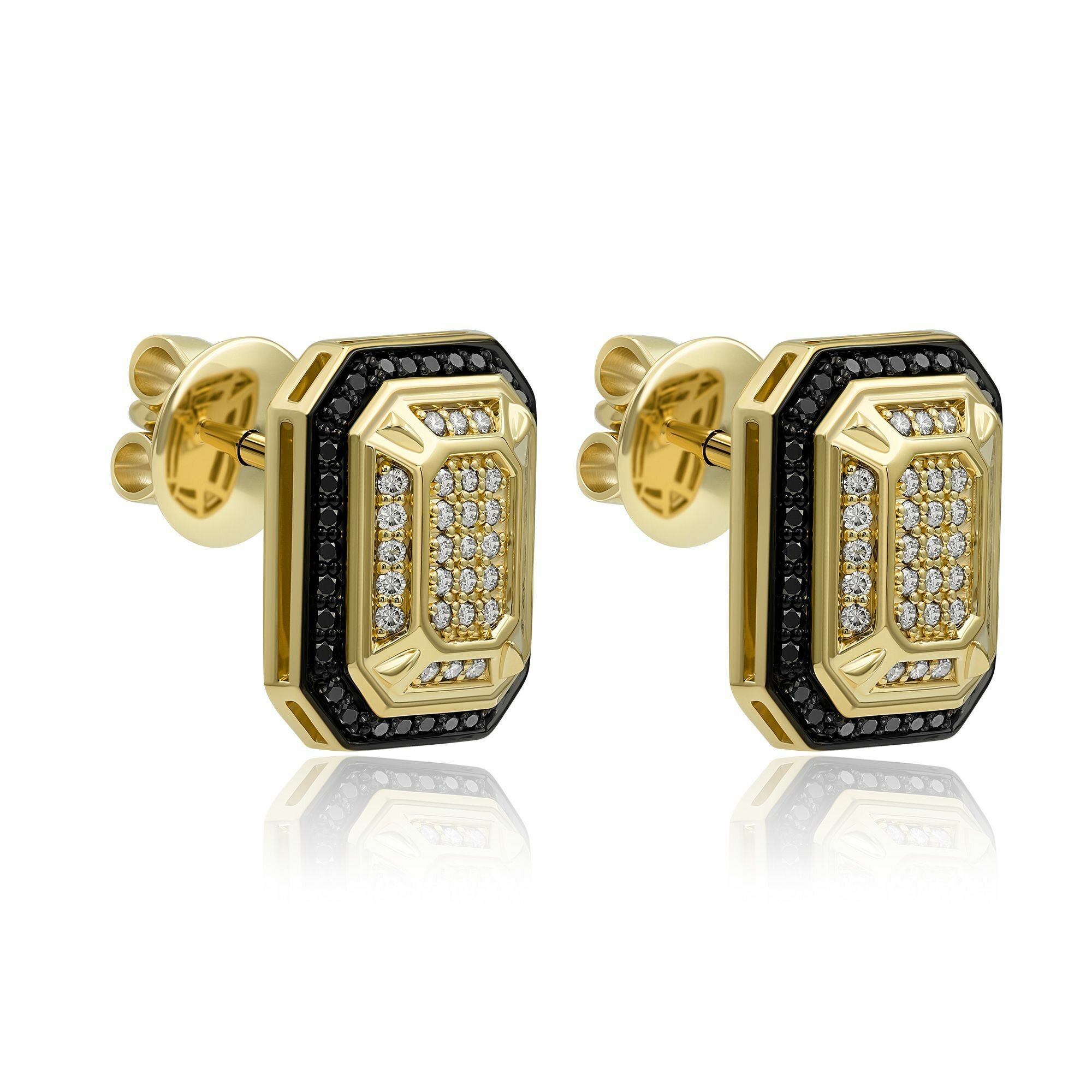 Моносерьга, желтое золото, 585 проба, родирование, бриллиант