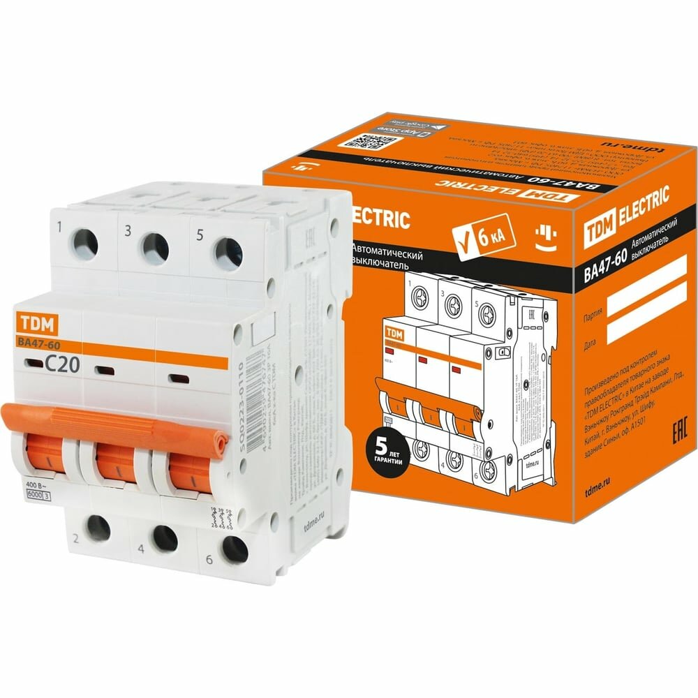 Автоматический выключатель TDM ELECTRIC ВА47-60