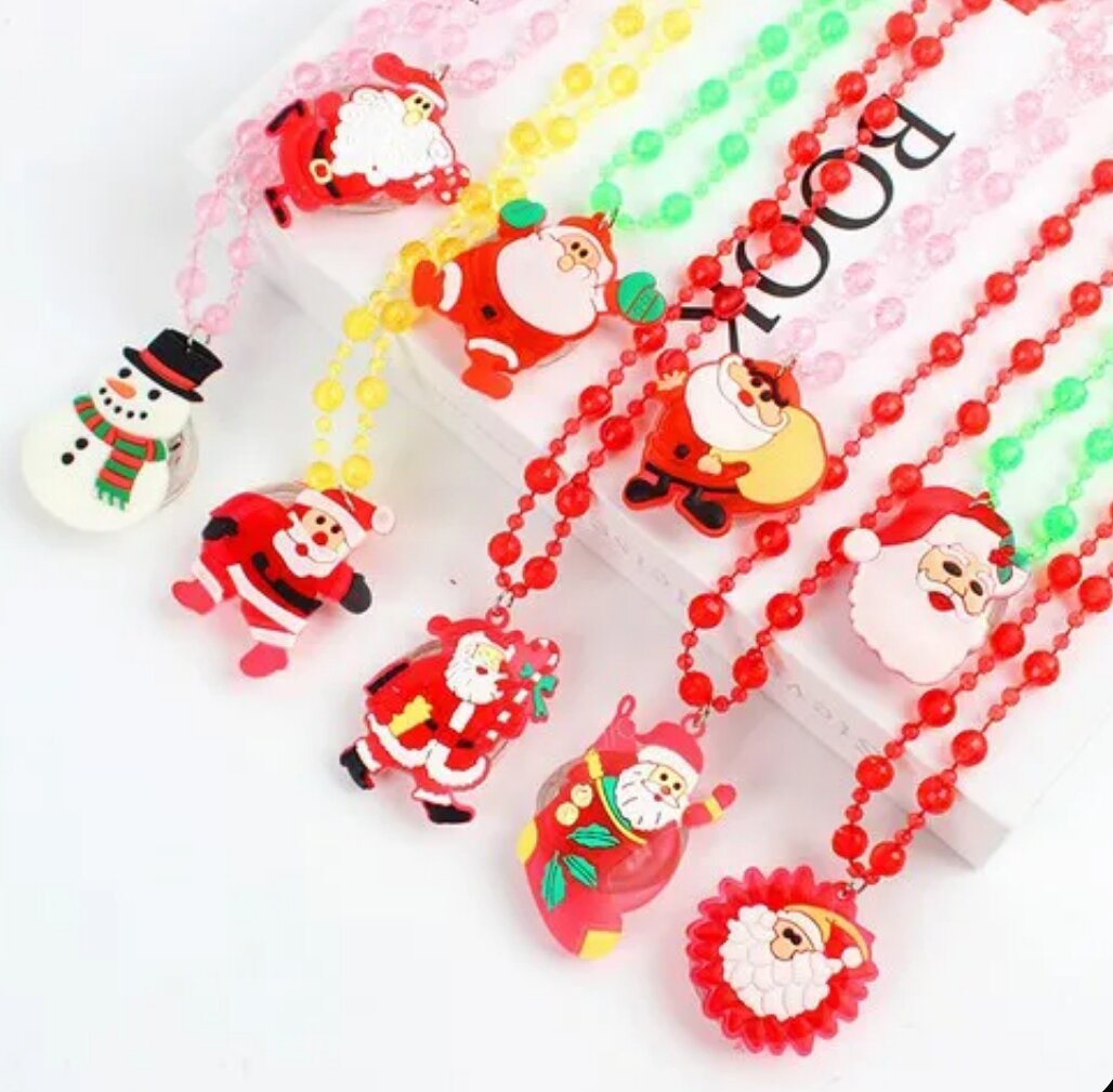 Ожерелье Fashion Jewelry, 33см, пластик, LED, с мультяшными рождественскими элементами 10шт
