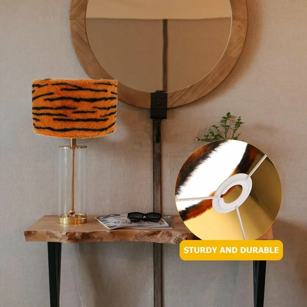 Маленький коричневый абажур с рисунком тигровой шкуры из полиэстера и железа для домашнего использования