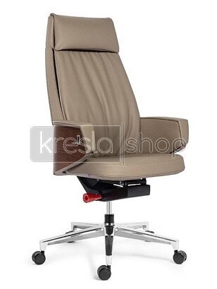 Кресло для руководителя Directoria&Moder байрон серая кожа, шпон темный орех