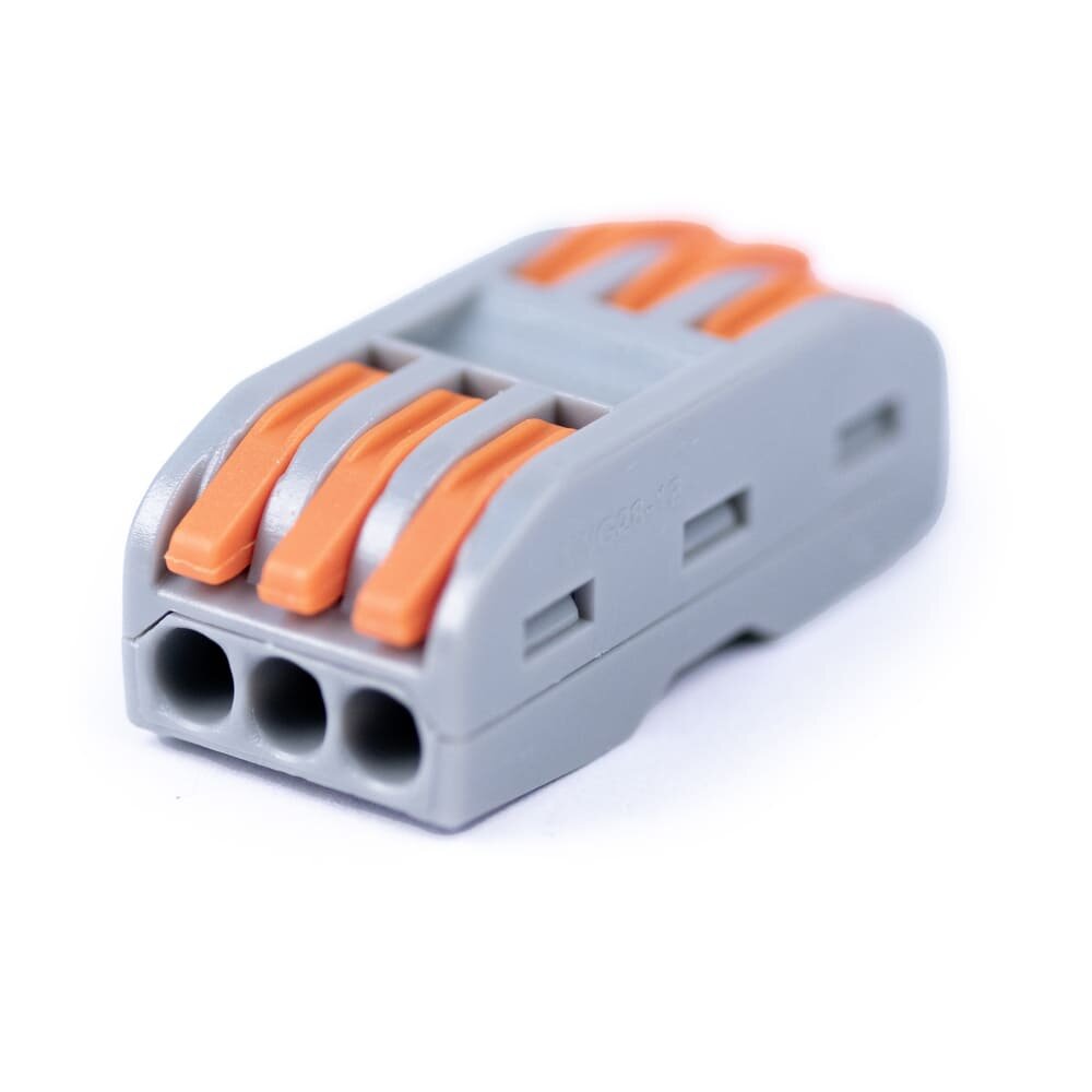 Клемма соединительная универсальная проходная Cabeus 3 полюса, с рычагом, 0,08-2,5/4,0, 1 шт. PCT-223