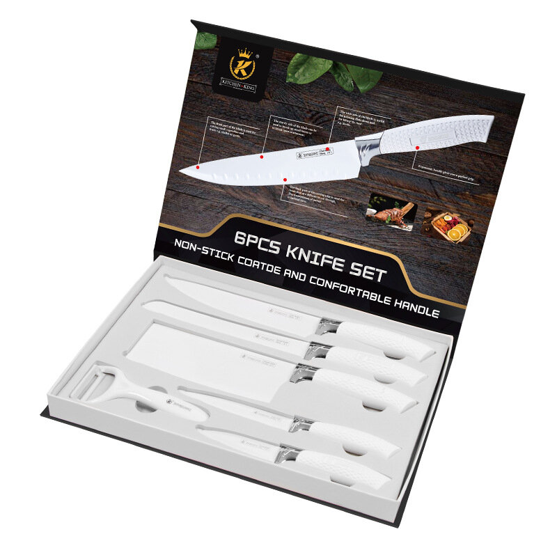 Набор кухонных ножей из шести предметов, нержавеющая сталь, ножи для дома, шеф-нож, фруктовый нож, подарочный набор