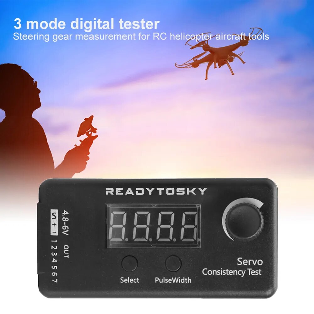 READYTOOSKY Цифровой серво-/ ESC тестер согласованности рулевого механизма для радиоуправляемого вертолета, самолета, автомобиля, Черный — фото 1