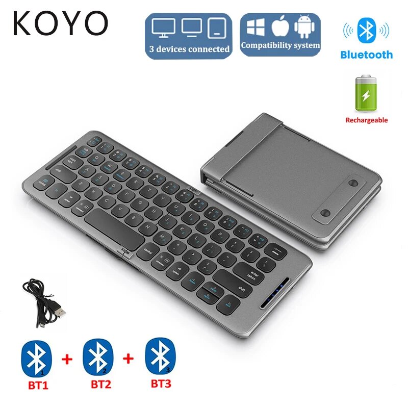 Беспроводная складная мини-клавиатура Bluetooth для iPad, iPhone, Android, IOS Russian and English