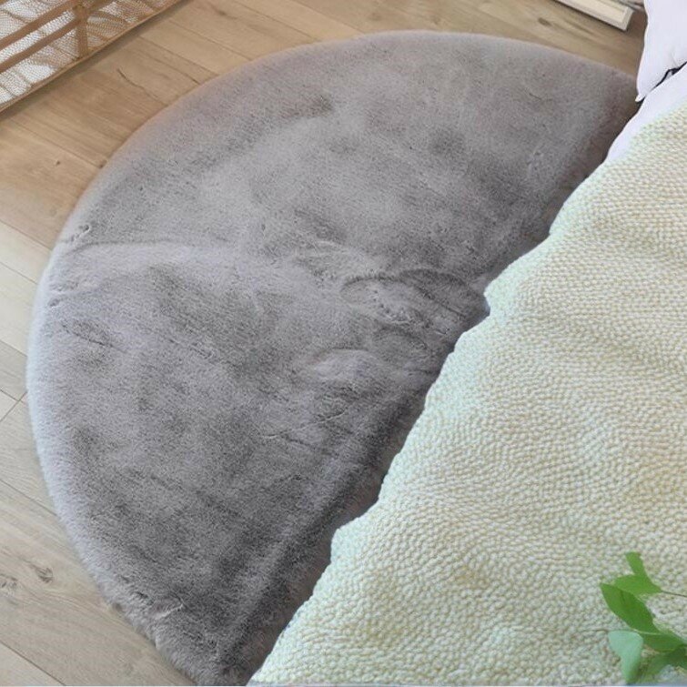 Полукруглый ковер для спальни, прикроватный коврик, коврик перед кроватью, коврик для конца кровати, мягкий коврик для ног, внутренний коврик из искусственного кроличьего меха