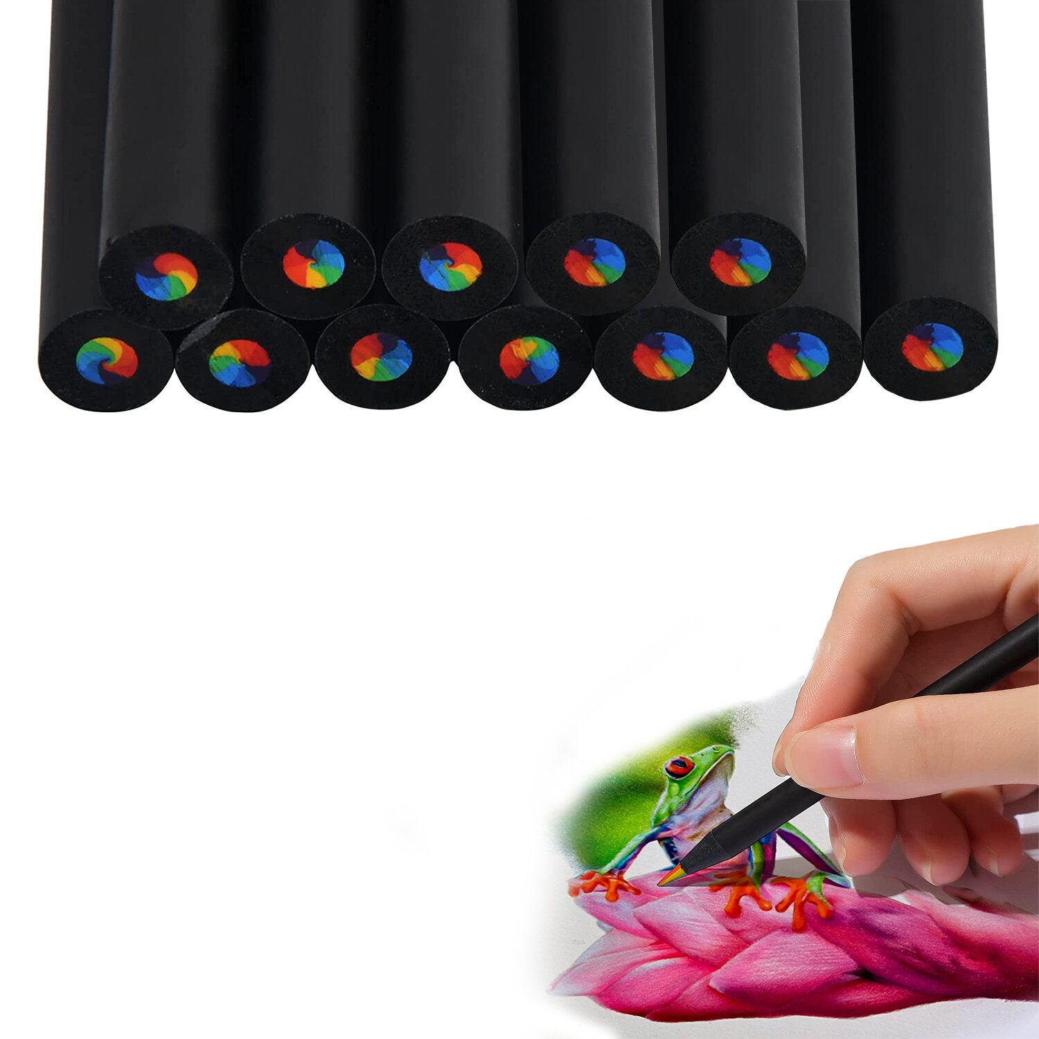 12-цветные радужные карандаши, эстетические гигантские цветные карандаши для раскрашивания и эскизирования для взрослых, милый набор для рисования, веселые карандаши, классные вещи, рождественские подарки, маленькие подарки в чулок, художественные