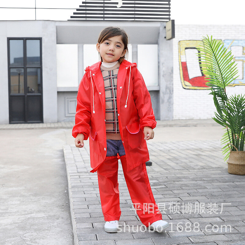 Прямые поставки детского школьного дождевика с мультяшным принтом и дождевыми штанами, с возможностью нанесения логотипа