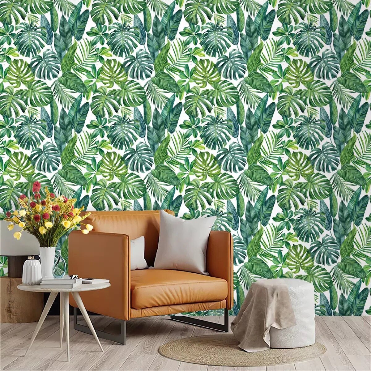 Виниловые Обои Brangdy Green Leaf, PVC, самоклеящиеся, 3 м x 45 см