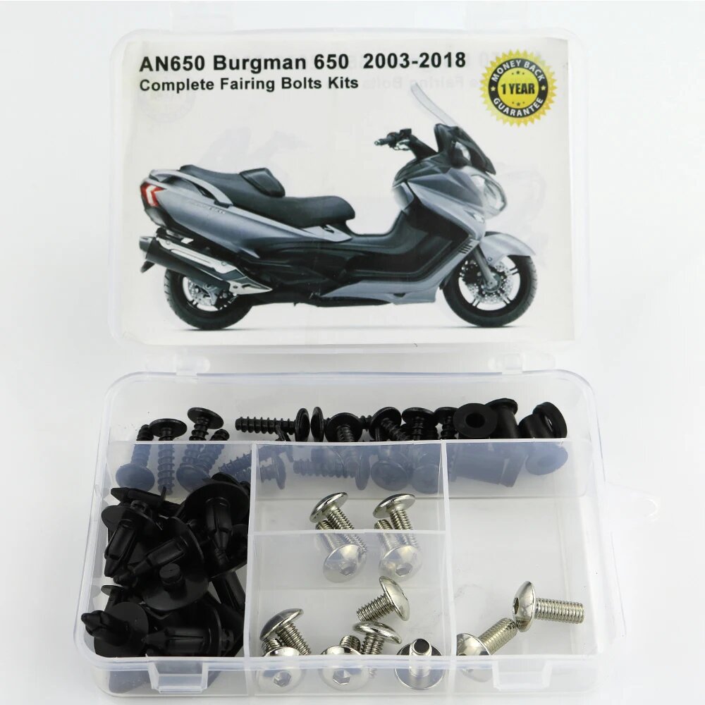 Комплект болтов и клипс для полного обвеса мотоцикла Suzuki AN650 Burgman 650 2003-2018, включая скоростные гайки.