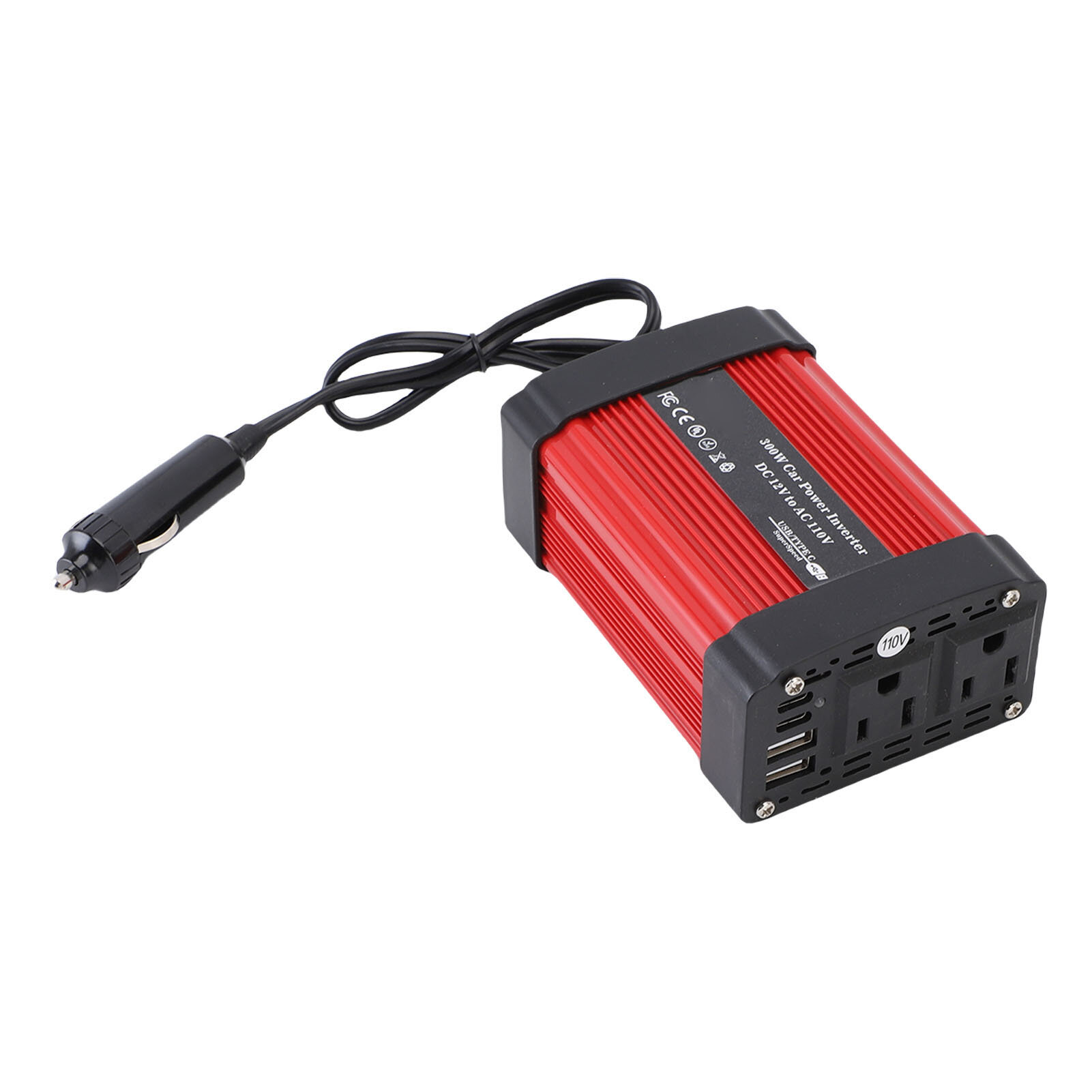 Автомобильный инвертор 300W, преобразователь DC12V в AC110V с двумя USB портами, для использования в автомобиле