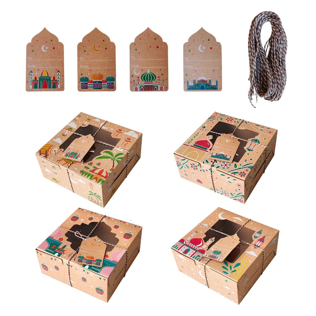 Упаковка из 8 Коробок для Празднования Курбан Байрама Из Крафт-бумаги, Шоколадных Конфетных Коробок для Вечеринок