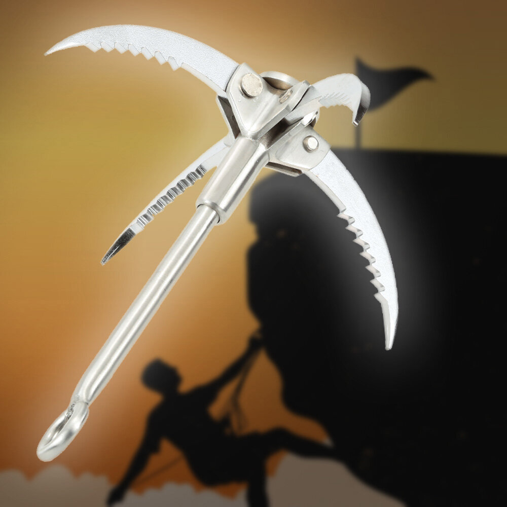 Стальной бортовой крюк Lixada для выживания и альпинизма, 4 когтя, складной, нагрузка 350 кг.