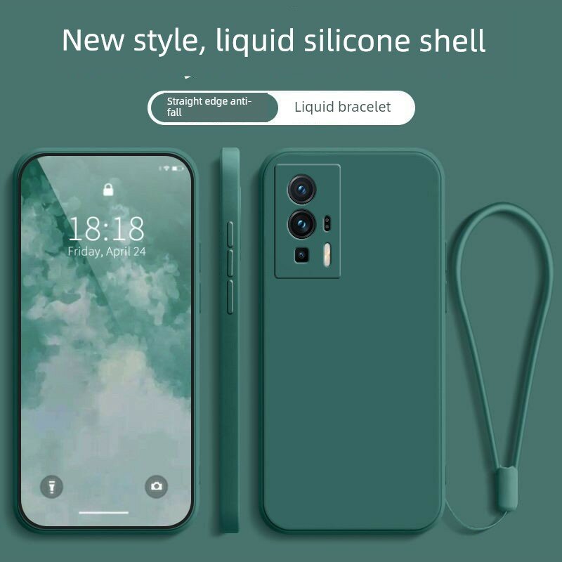 Чехол для Redmi K60 из жидкой силикона, темно-зеленый, полная защита