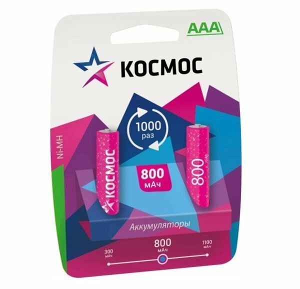 Аккумулятор R03 800mAh Ni-Mh Космос