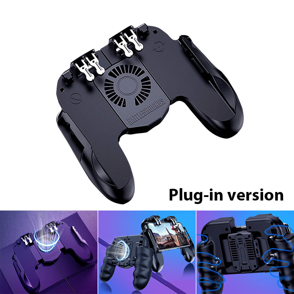 H9 Gamepad (Зарядная / Проводная версия) Шесть пальцев Контроллер для игр с кронштейном Радиатор охлаждения Для мобильных телефонов Черный Вес около 120 г Пакетный состав: 1 * H9 Gamepad, 1 * Зарядный кабель