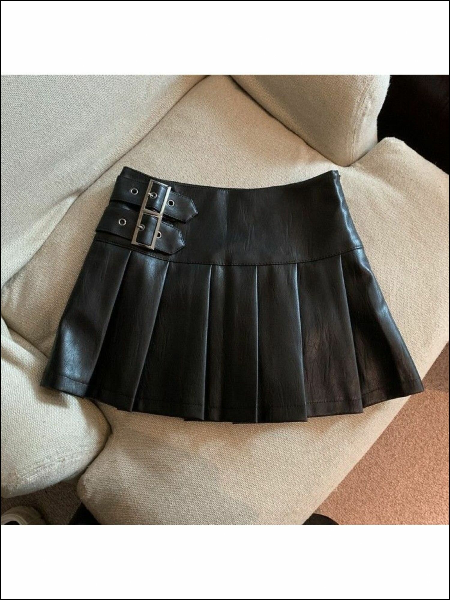 Эксклюзивная юбка женская короткая для лета в стиле y2k из Кореи, модель с высокой талией выполнена из однотонного искусственного материала