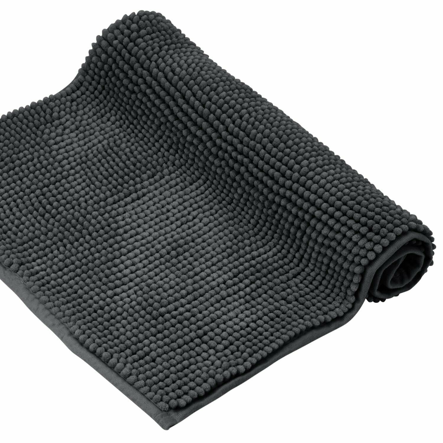 Коврик для ванной BathLux 40x60cm Dark Grey, не скользящий, супер впитывающий, толстый флисовый, легко чистящийся