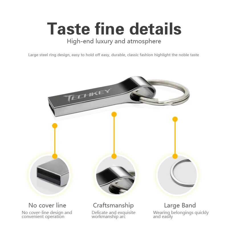 TECHKEY usb flash drive 128 ГБ, Bright Silver — фото 1