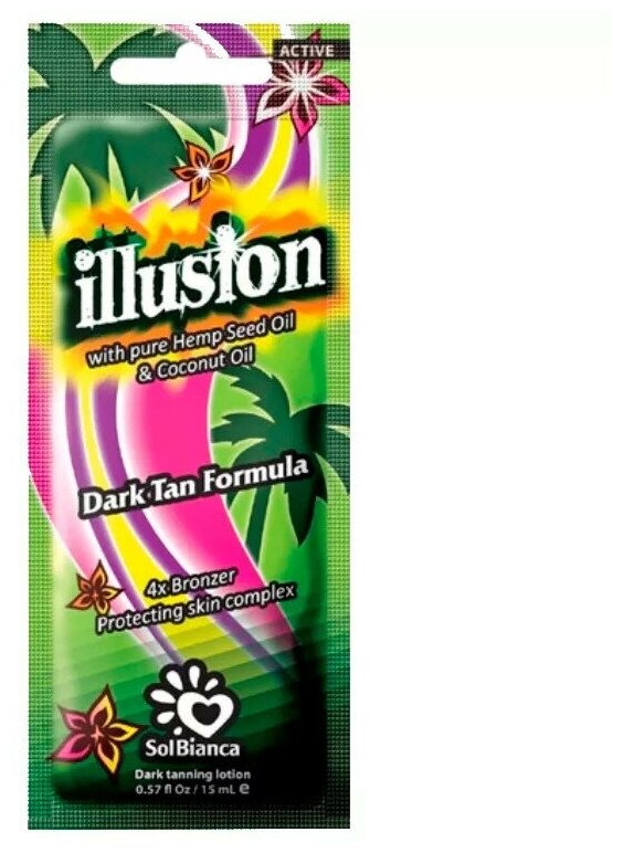 Крем для загара SolBianca "Illusion", с маслами конопли и кокоса, с бронзаторами, 15мл
