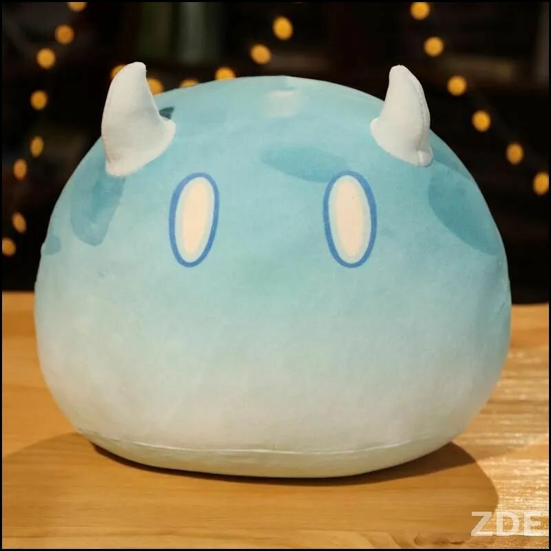 Мягкая анимэ игрушка Гидро Слайм Геншин (Gidro Slime Genshin Impact) 30 см c рожками ZX