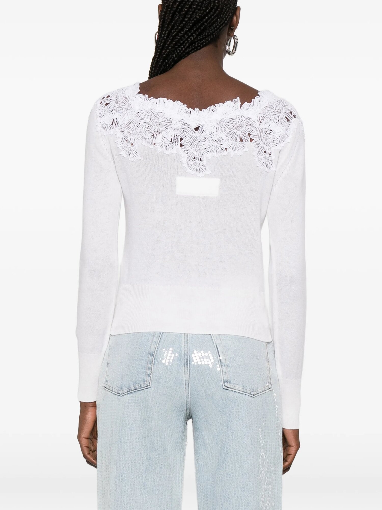 Кардиган Ermanno Scervino Lace cardigan, размер 42, бежевый/белый — фото 1