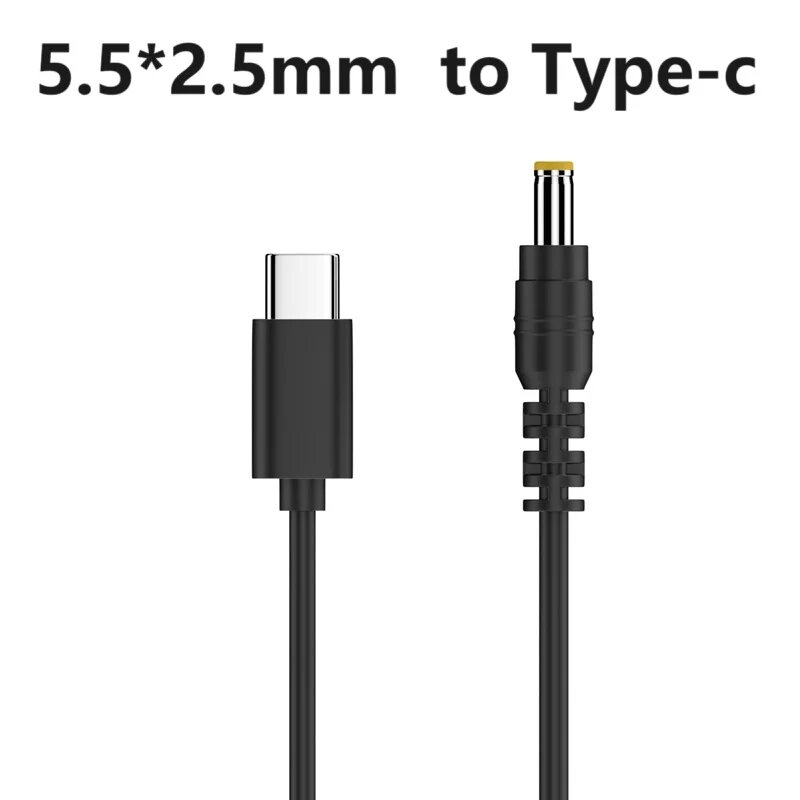 Кабель 5.5*2.5 мм - Type-C, 12V, черный