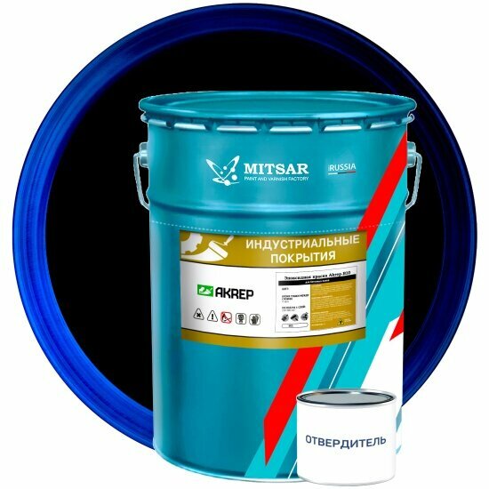 Эпоксидная краска для бетонных полов Akrep -B10 (АКРЭП-Б10), 20 кг + 0,4 кг, черный