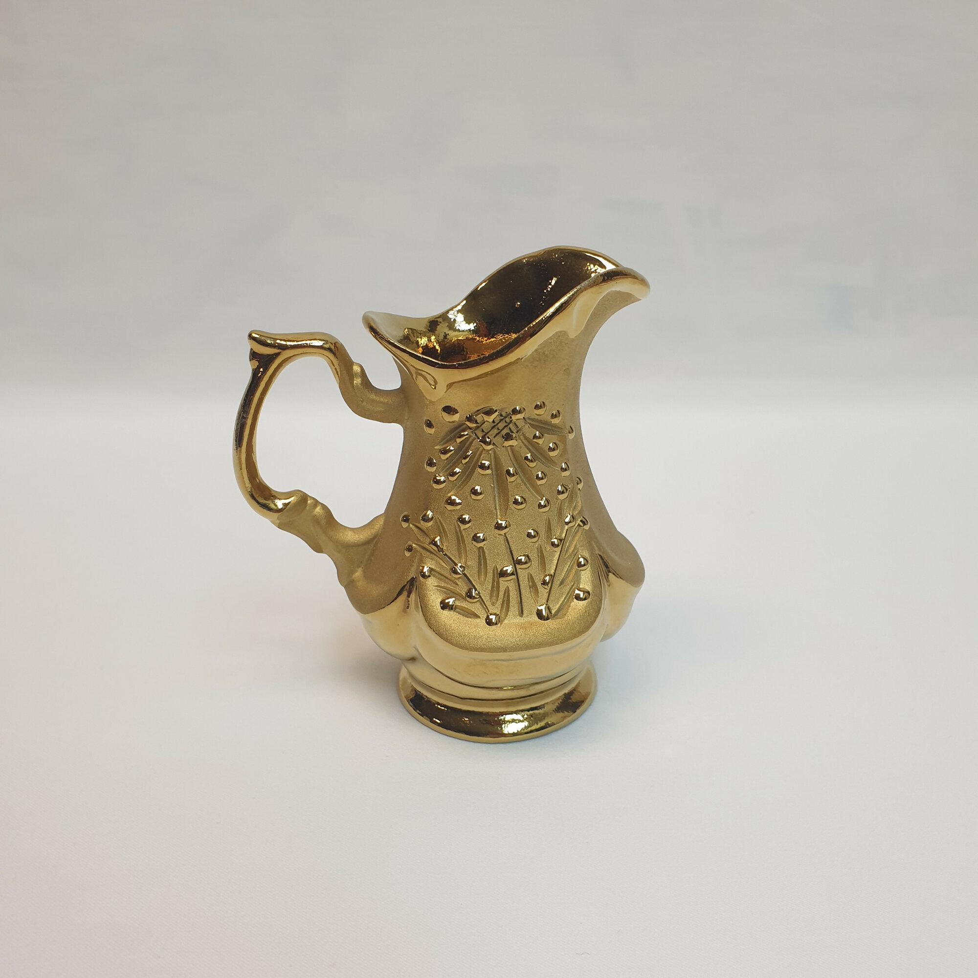 Сливочник, Феодосийский завод майолики, позолота 0.25 л, винтаж СССР