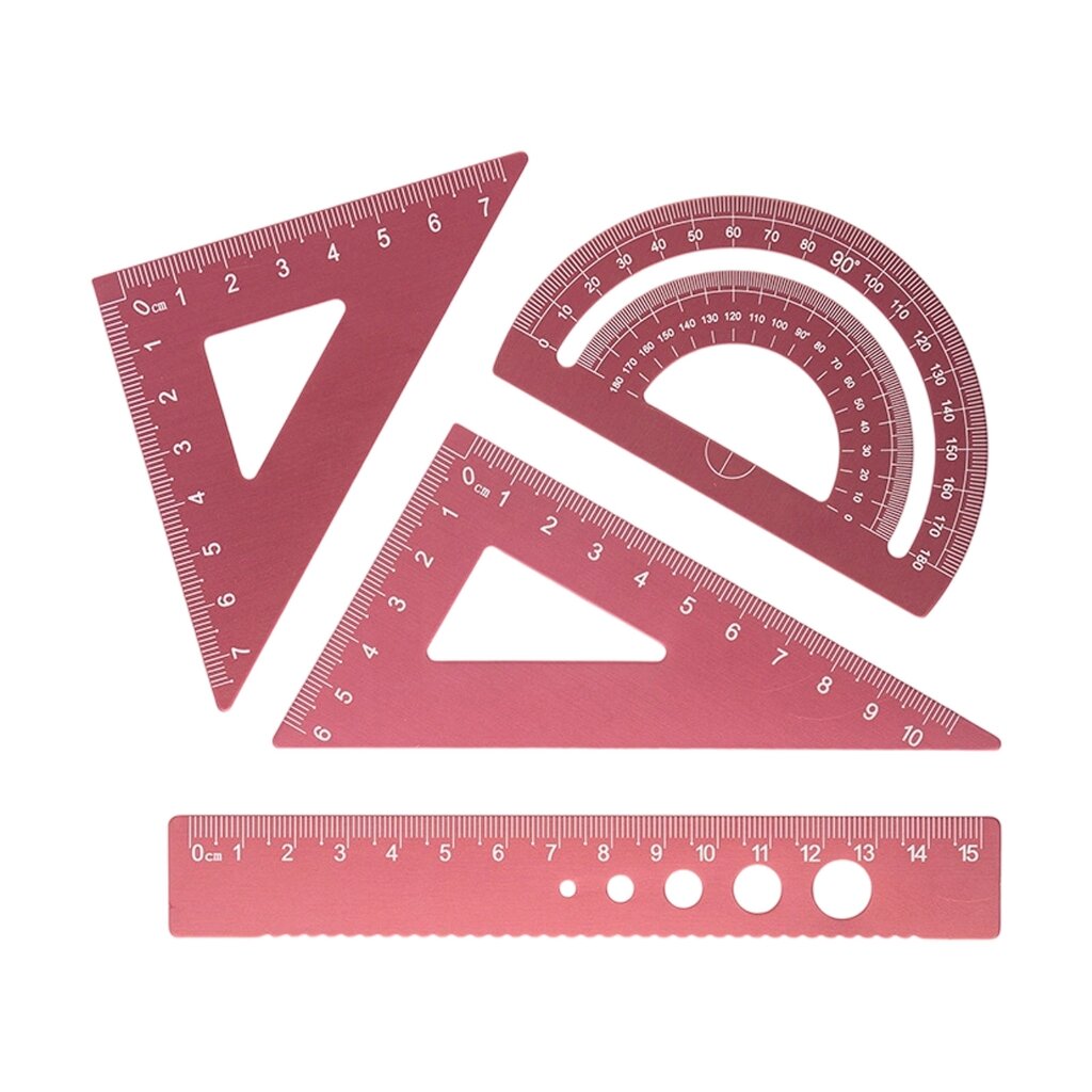 Многофункциональный набор алюминиевых Линейок с 4 Точными Инструментами для Рисования и измерения