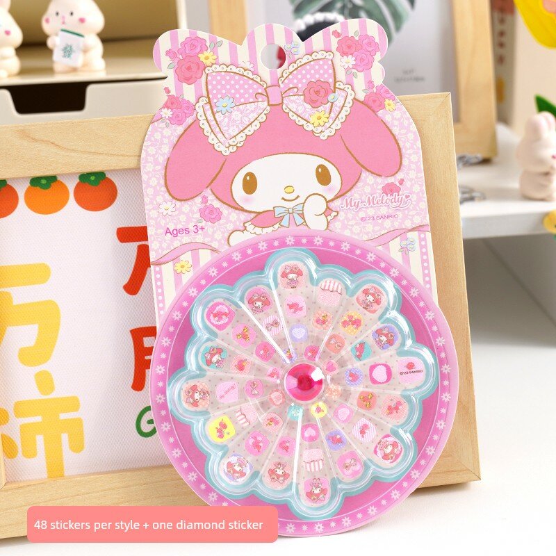 My Melody B Сверкающие Наклейки для Ногтей для Девочек, Набор из 49 Штук, Аксессуары для Ногтей Детей, Официально
