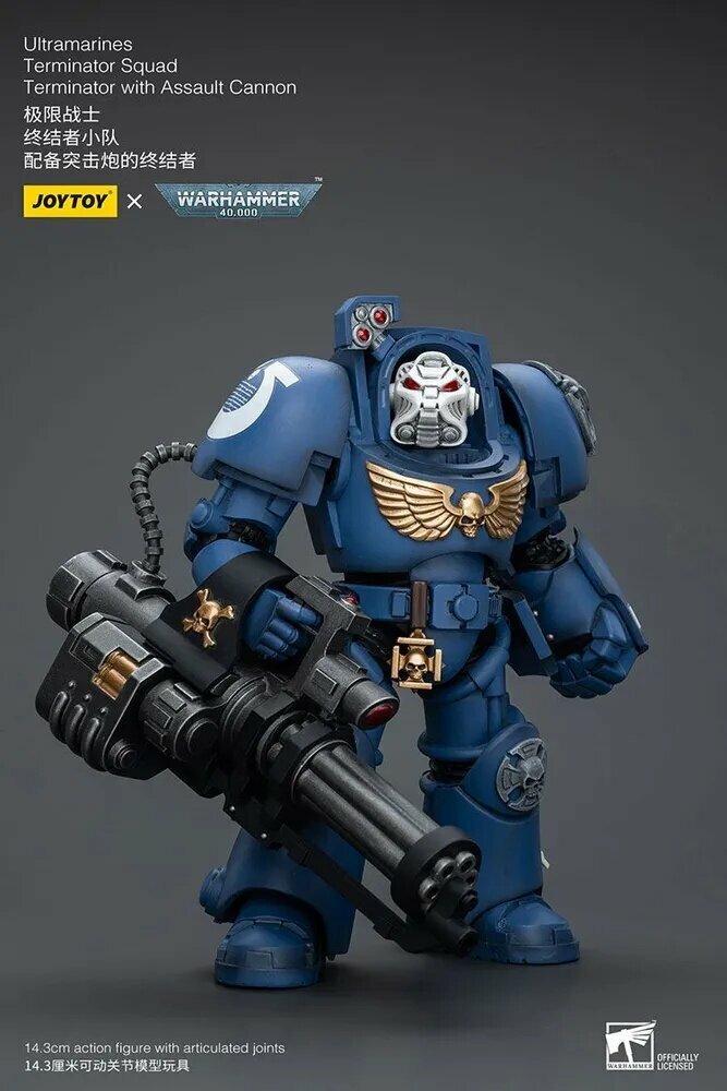 Подвижная фигурка JOYTOY Warhammer 40K 1/18 Action Figures Ultramarines Terminator Squad Terminator with Assault Cannon