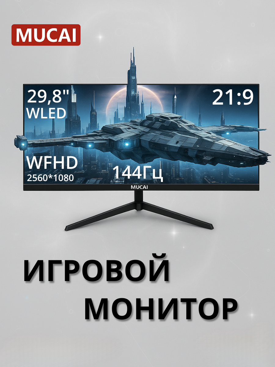 Игровой монитор 30 дюймов до 144Гц MUCAI N2912, WLЕD, 2560x1080 WFHD. Гарантия 1 год