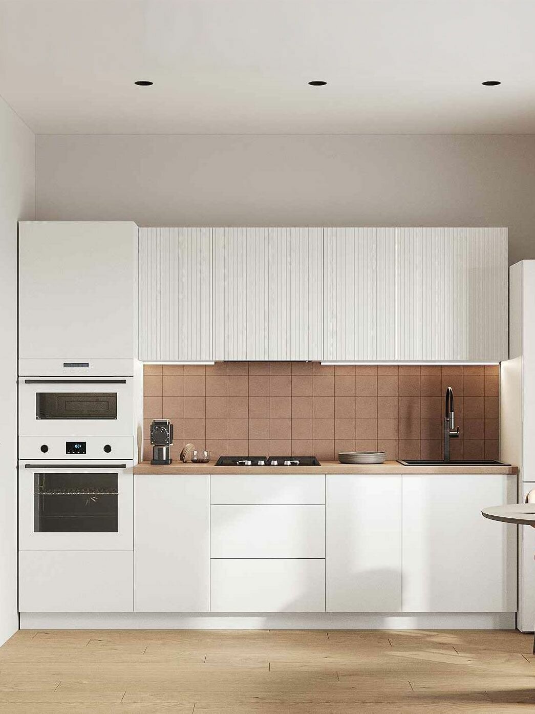 Кухонный гарнитур Комби 2.6 м, мебель для дома и кухни, Белый / Бланж