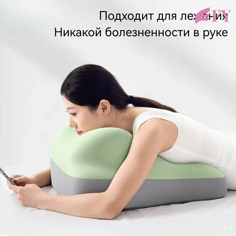 Зеленый серый Подушка-валик, для спины, 41 см x 48 см x 23см, упругая поддержка, светло-зелёная