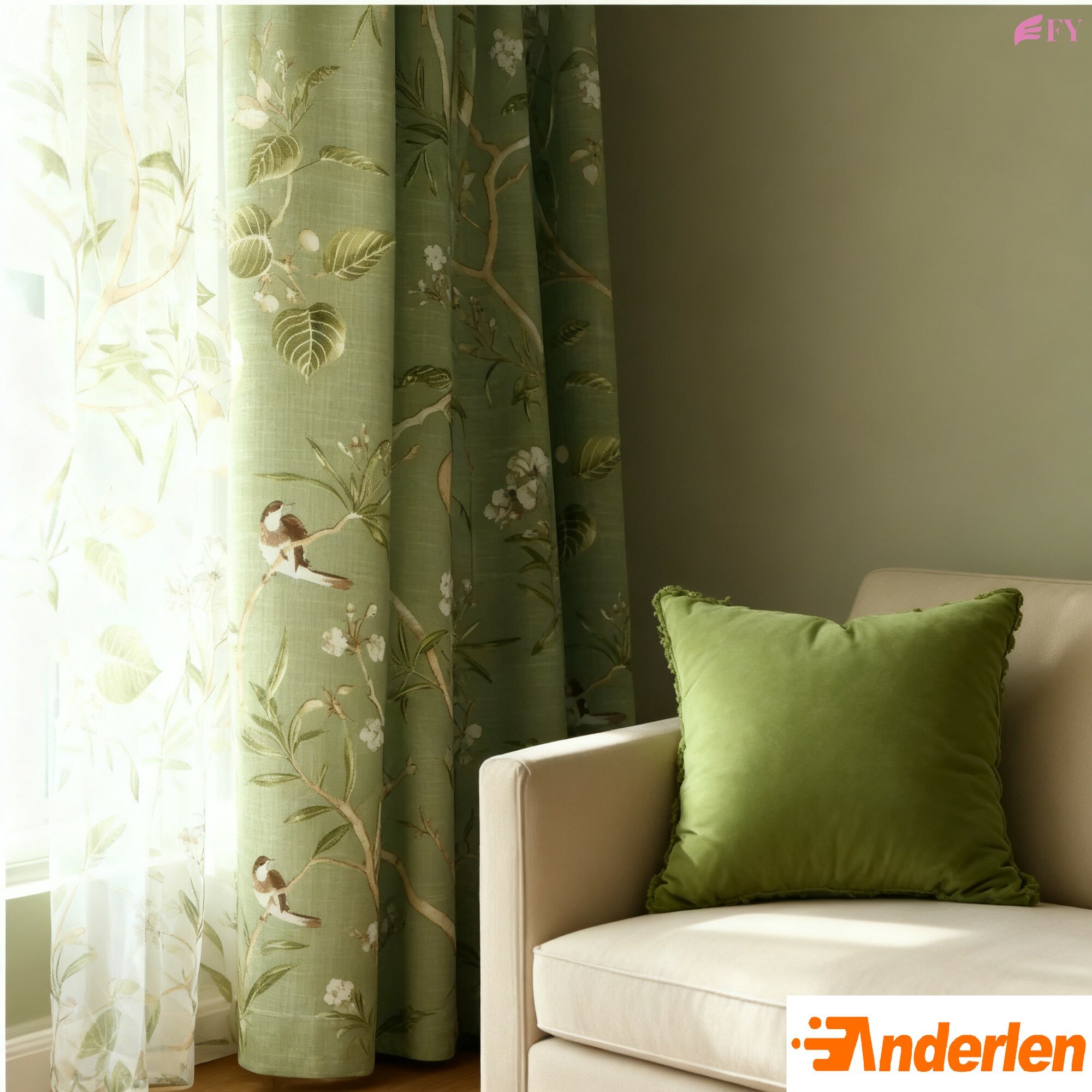 Затемняющие шторы Anderlen из хлопка и льна, W150×H270 см, плиссированная лента, для гостиной и спальни