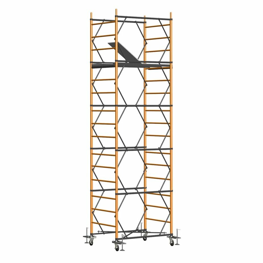 Вышка-тура ринстрой, сталь, рабочая высота 7.2 м, с колесами